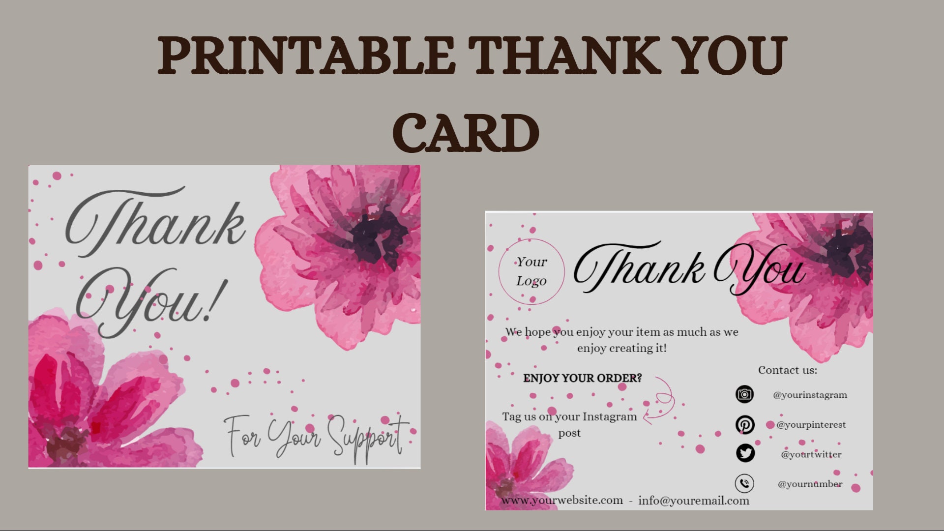 Thank You Card - Canva Template - Etsy