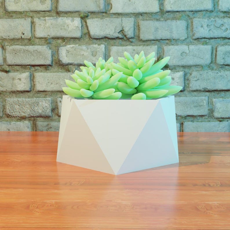 3d Printing Stl File Decorative Planter Pot Icosahedron for Home ...