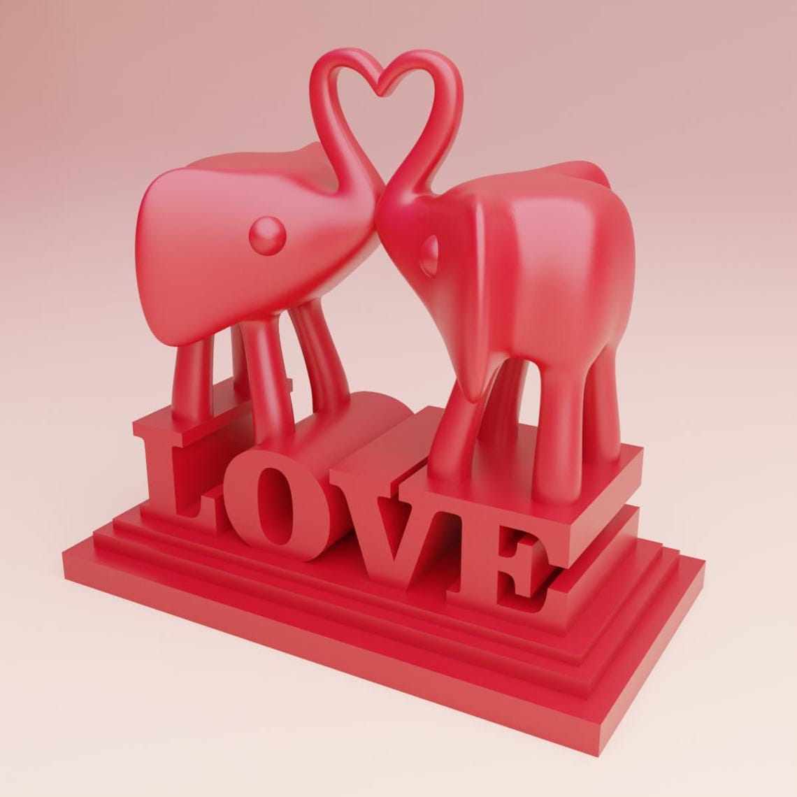 3d Printing Stl File Elephants Shaping a Heart Decorative Romantic Gift ...
