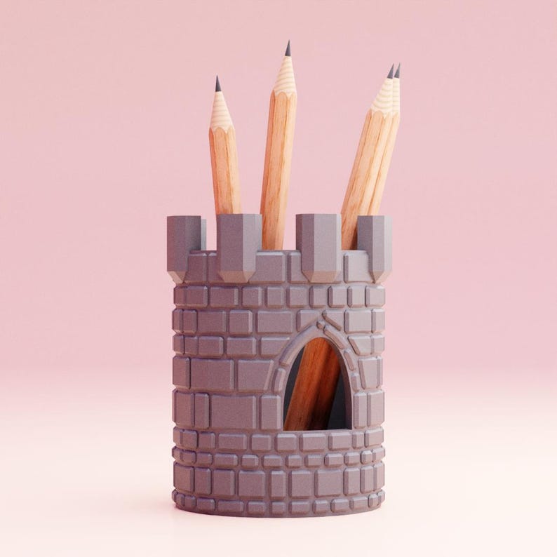 3D Printed Castle Pencil Holder STL File - Etsy