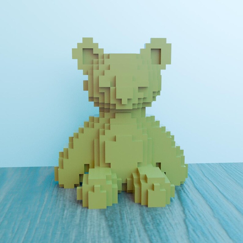 8-bit Teddy Bear STL File - 3D Printable Retro-inspired Cute Decor ...