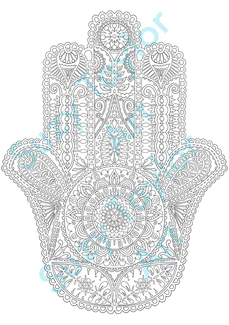 Hamsa Printable Coloring Page - Etsy