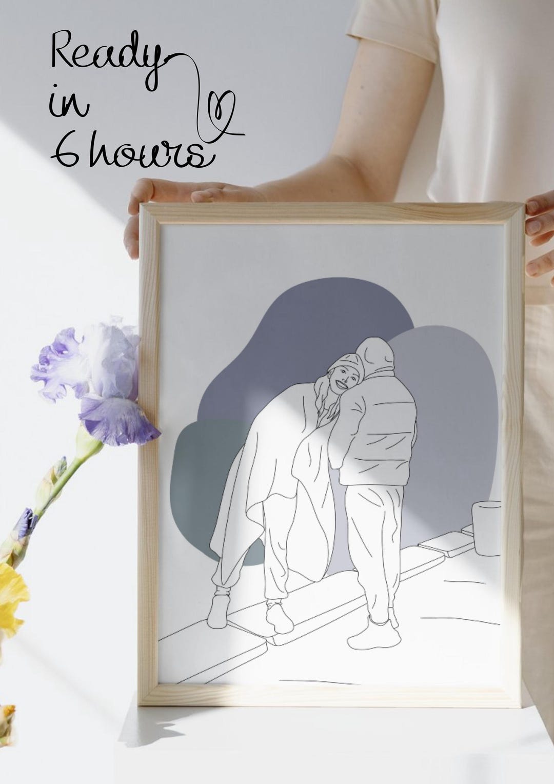 Personalized Portrait, Custom Couple Line Art, Drawing From Photo, One ...