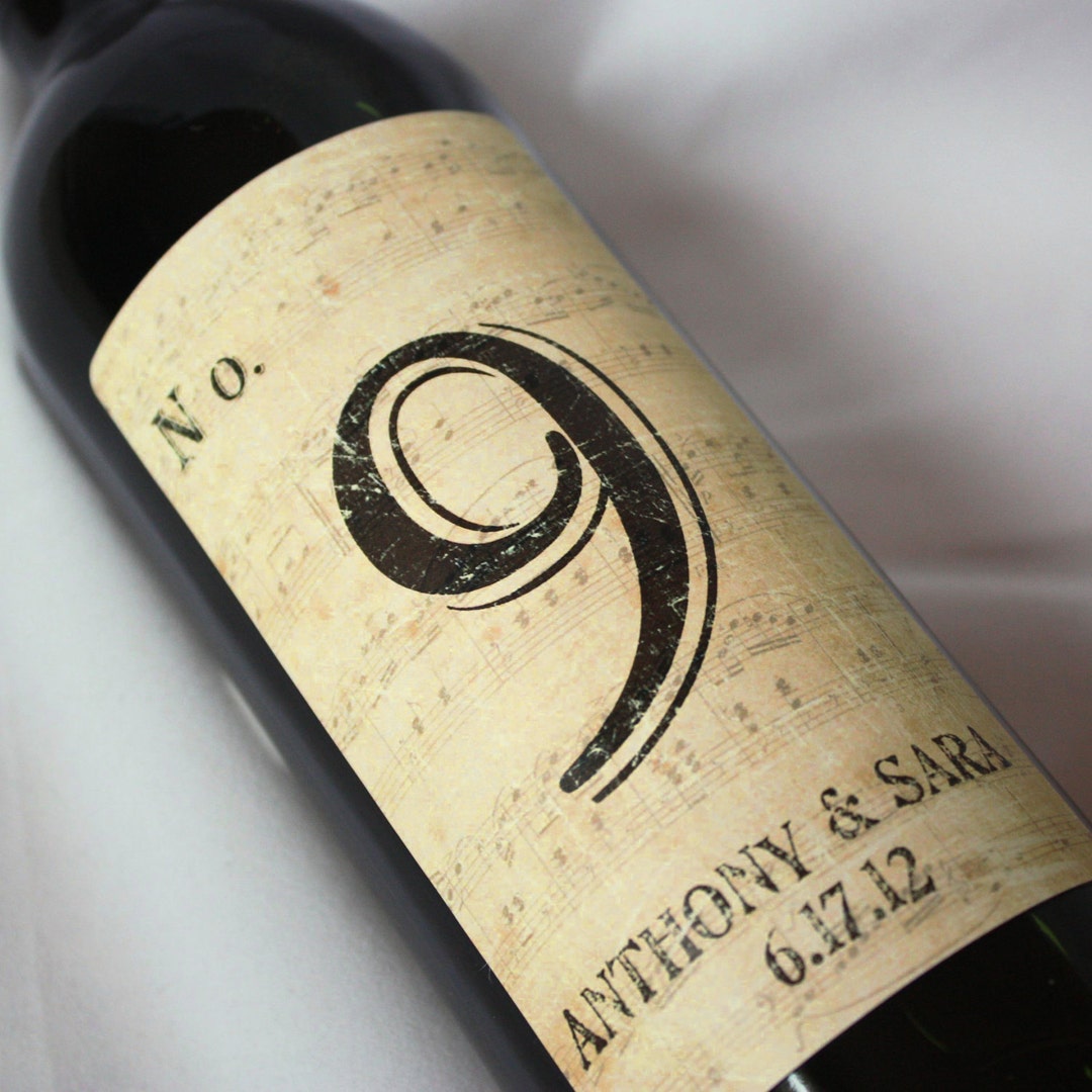 Personalized Table Number Wine Labels ...vintage Brown Music Notes - Etsy