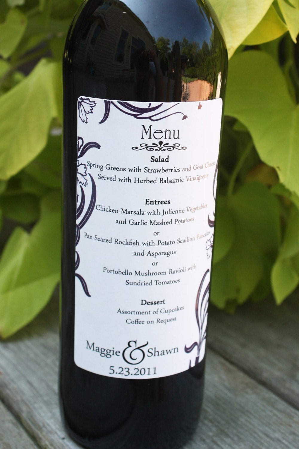 Menu Wine Label ....choose Your Own Colors Design and Text - Etsy