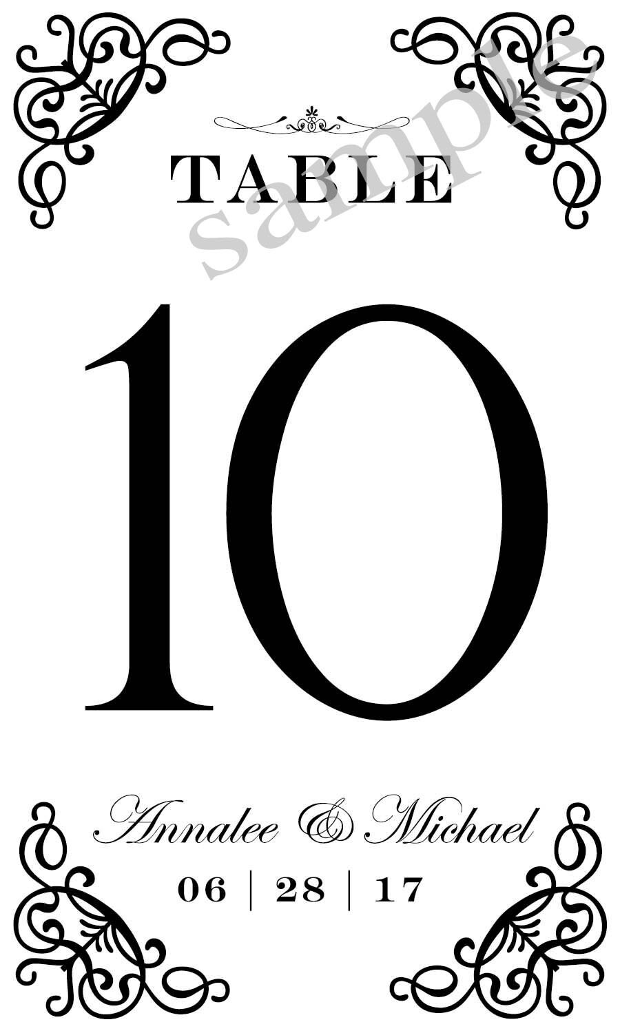 Table Number Wine Labels....classic Scrolls | Etsy