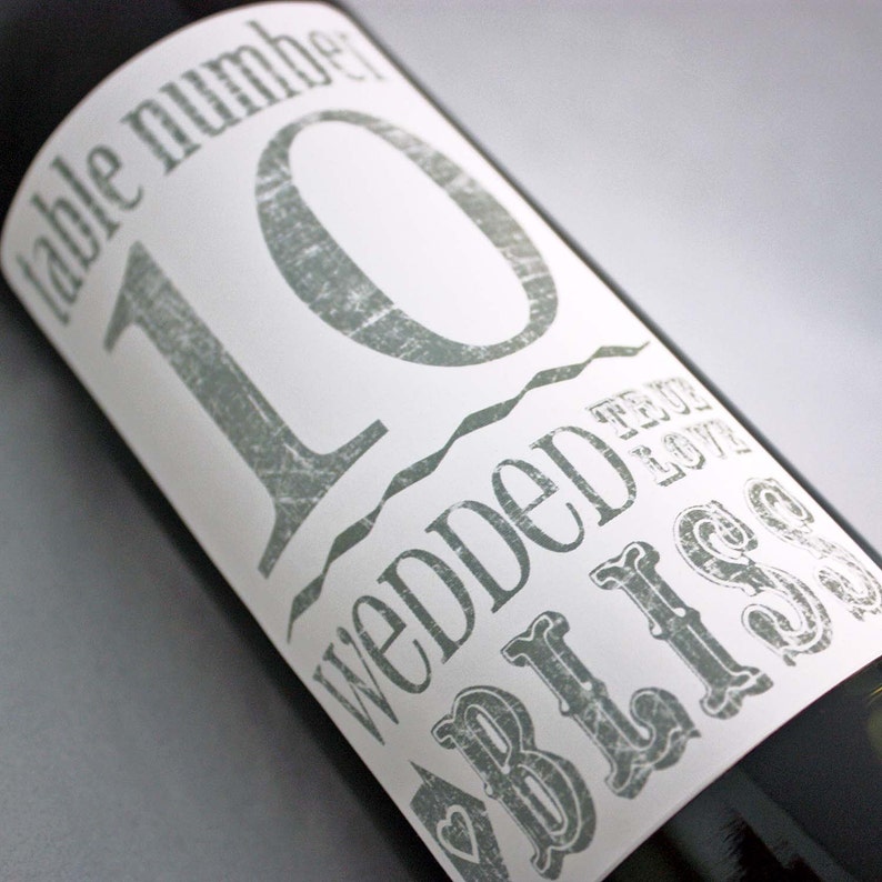 Table Number Wine Labels .... Wedded Bliss - Etsy