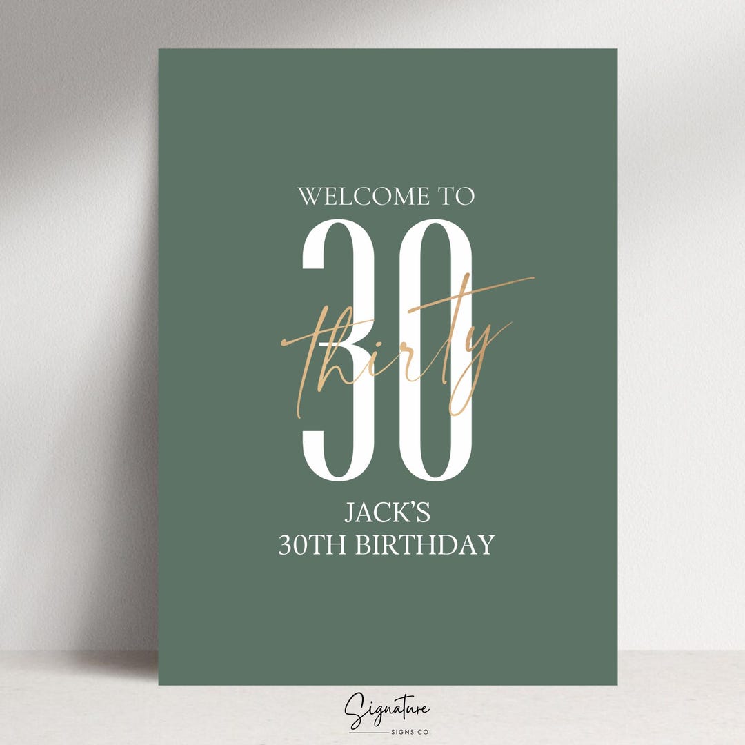 Elegant 30th Birthday Welcome Sign: Custom Event Decor (A0/A1/A2/A3 ...
