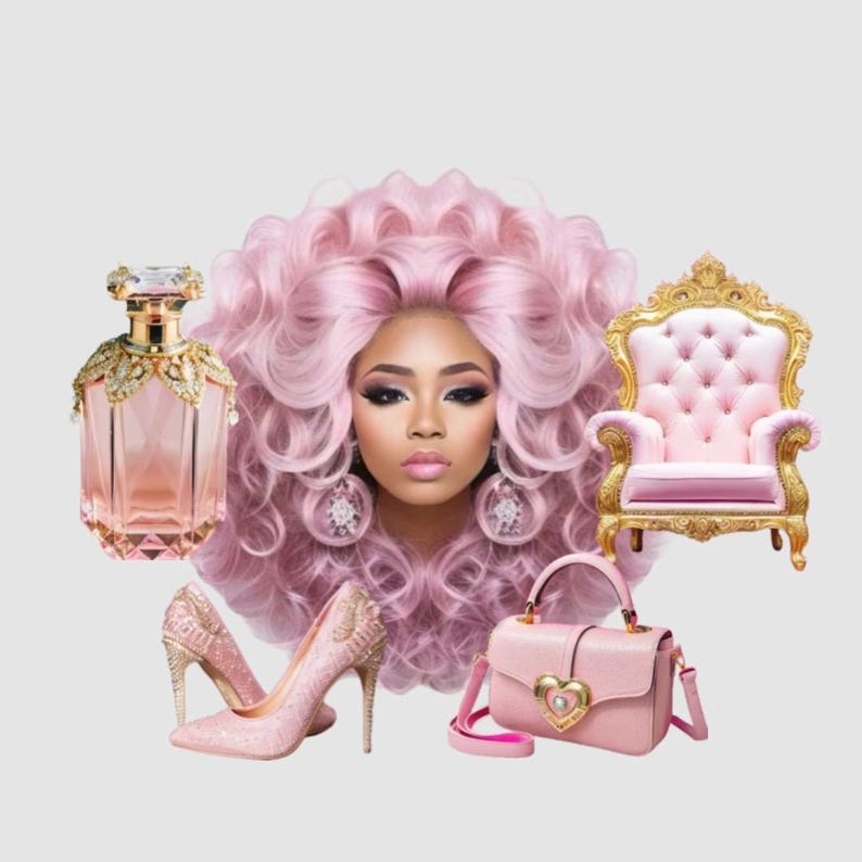 Pink Glam Graphics Elements Pack, 5 AI Graphics, Transparent Background ...