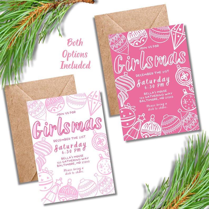 Hand Drawn Girlsmas Girly Ladies Friendsmas Xmas Christmas Dinner Party ...