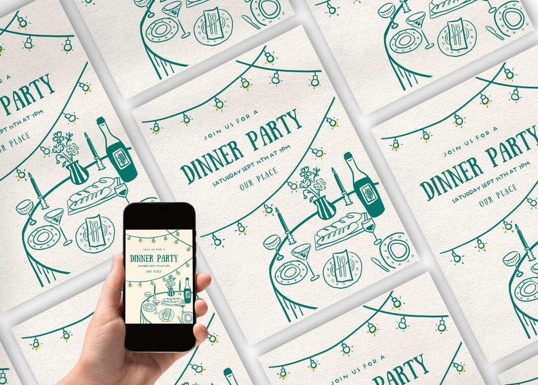 Editable Dinner Party Invite Template Invitation Birthday Graduation ...