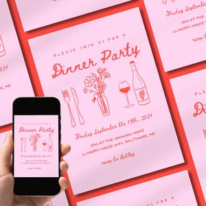 Editable Dinner Party Invite Template and Bonus Menu Template Canva ...