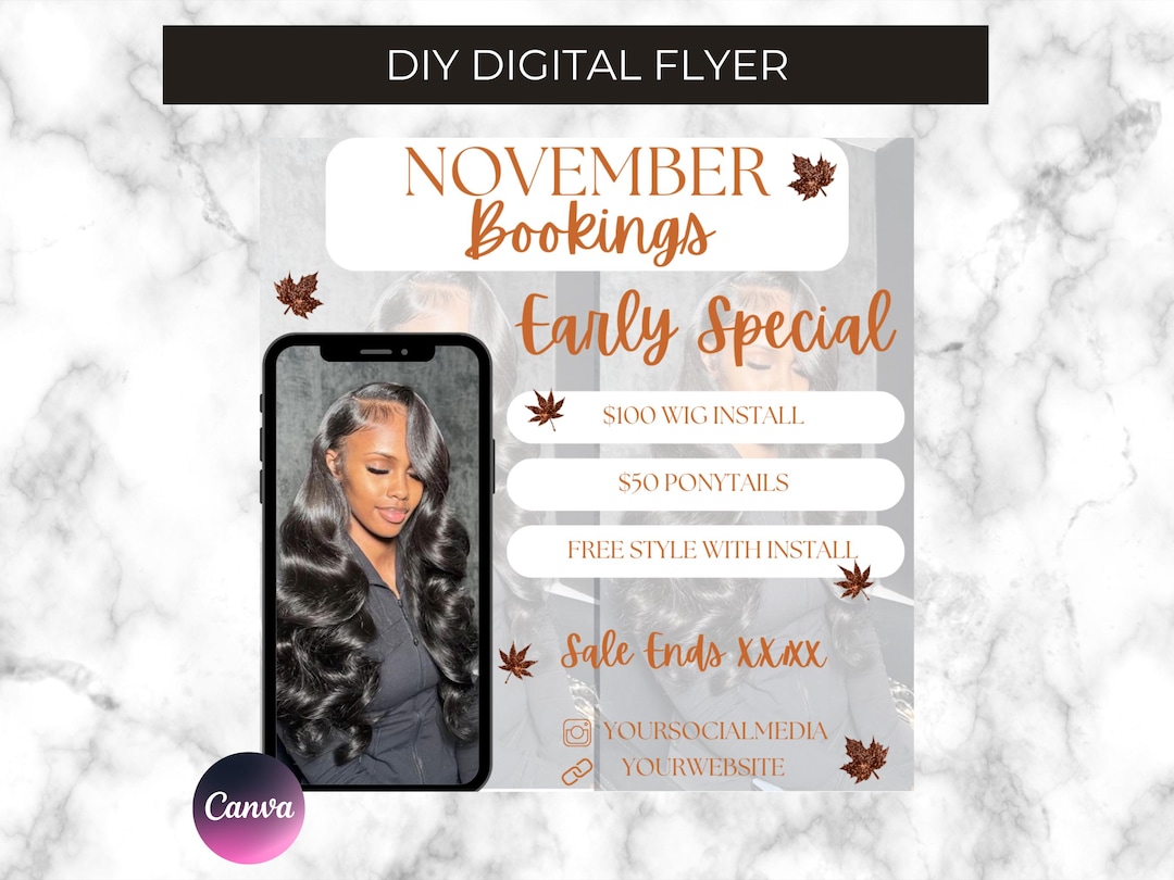 November Booking Flyer DIY Template, Customizable November Themed Flyer ...