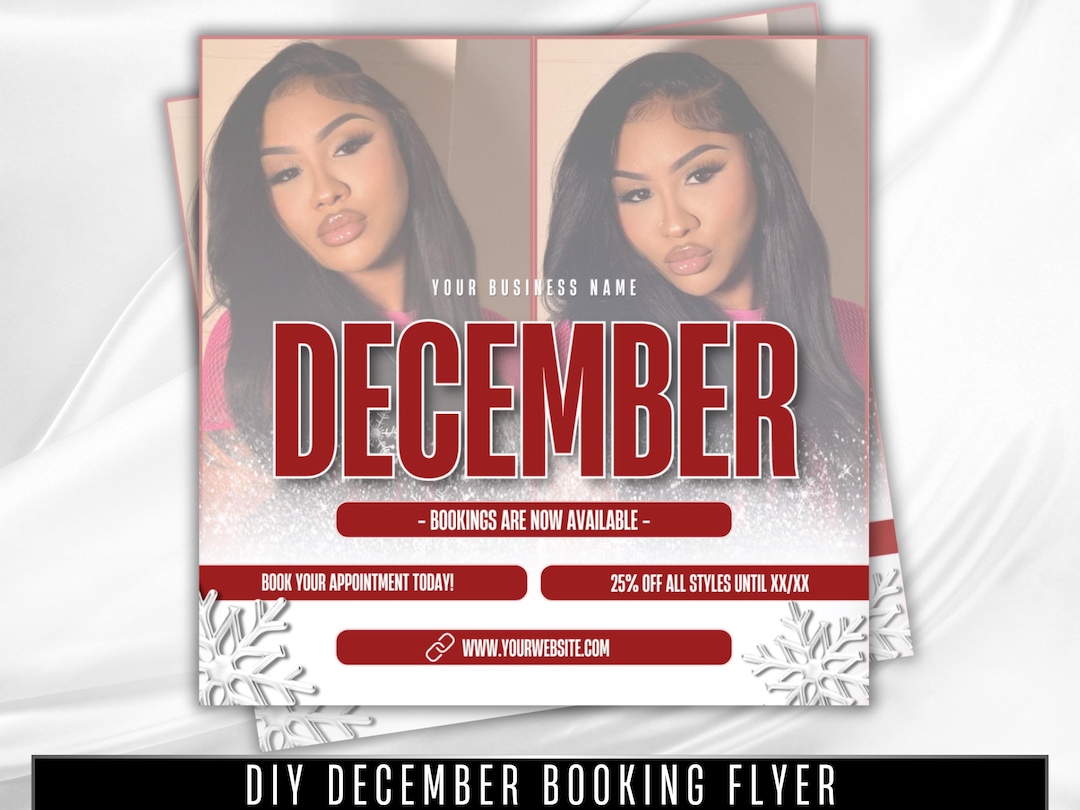 December Booking Flyer DIY Template, Customizable December Themed Flyer ...