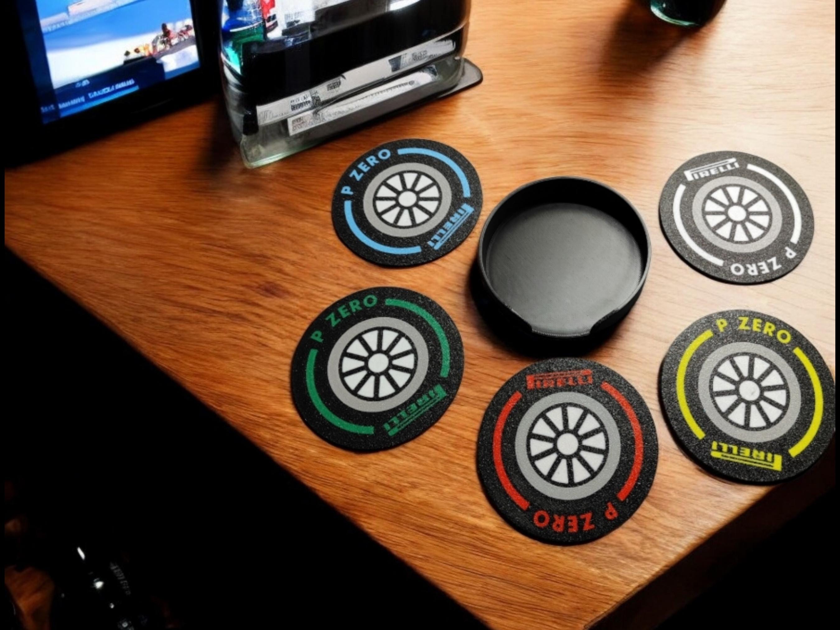 Formula One Coaster Set With Base - Etsy