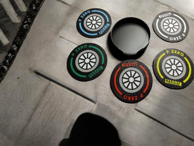 Formula One Coaster Set With Base - Etsy