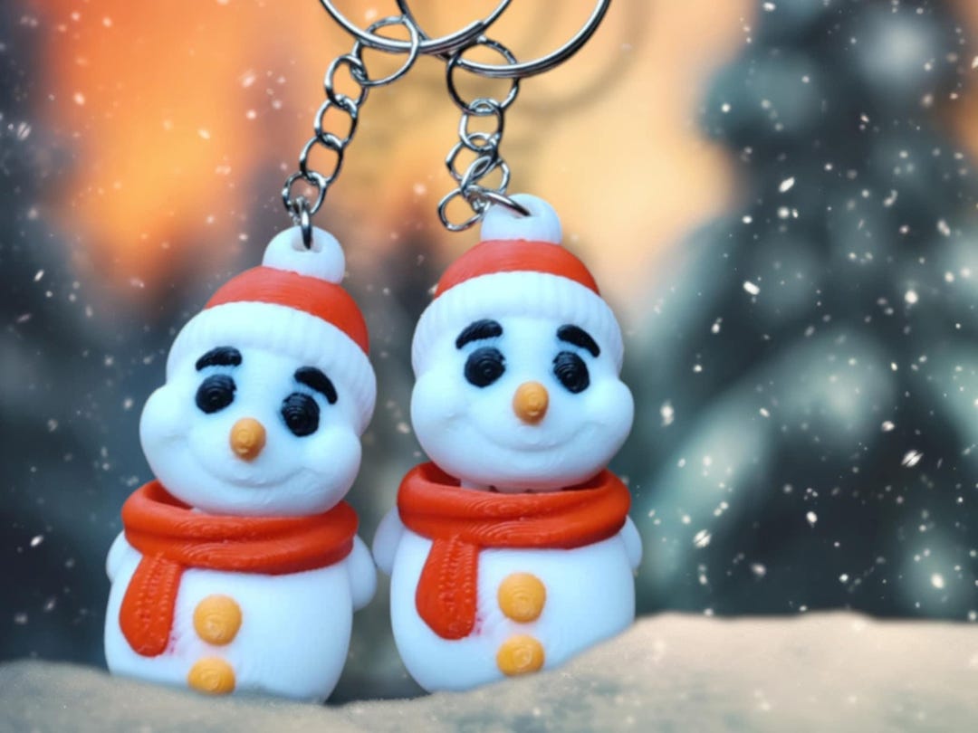 3D Printed Flexi Snowman Keychain - Etsy