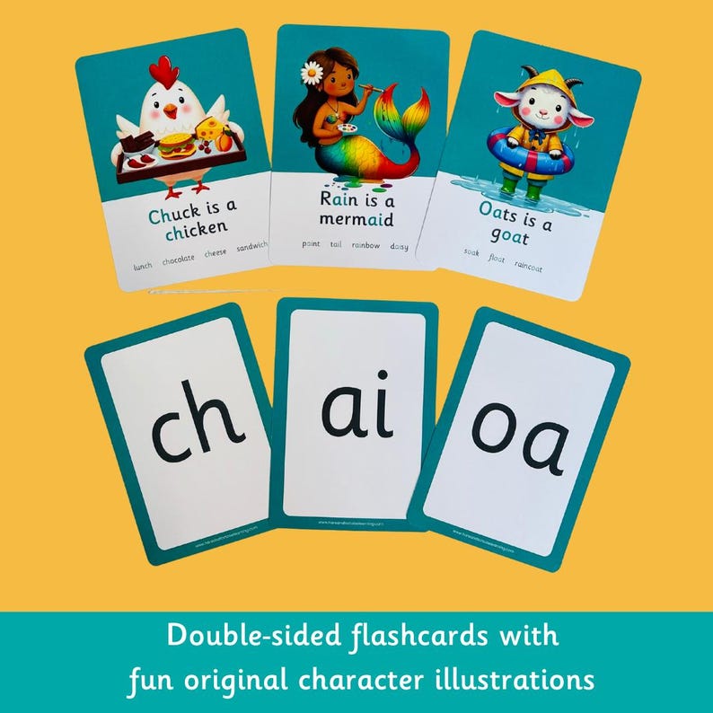 Phonics Flashcards Double-sided Character Phase 2 & 3 Phonics Flash ...