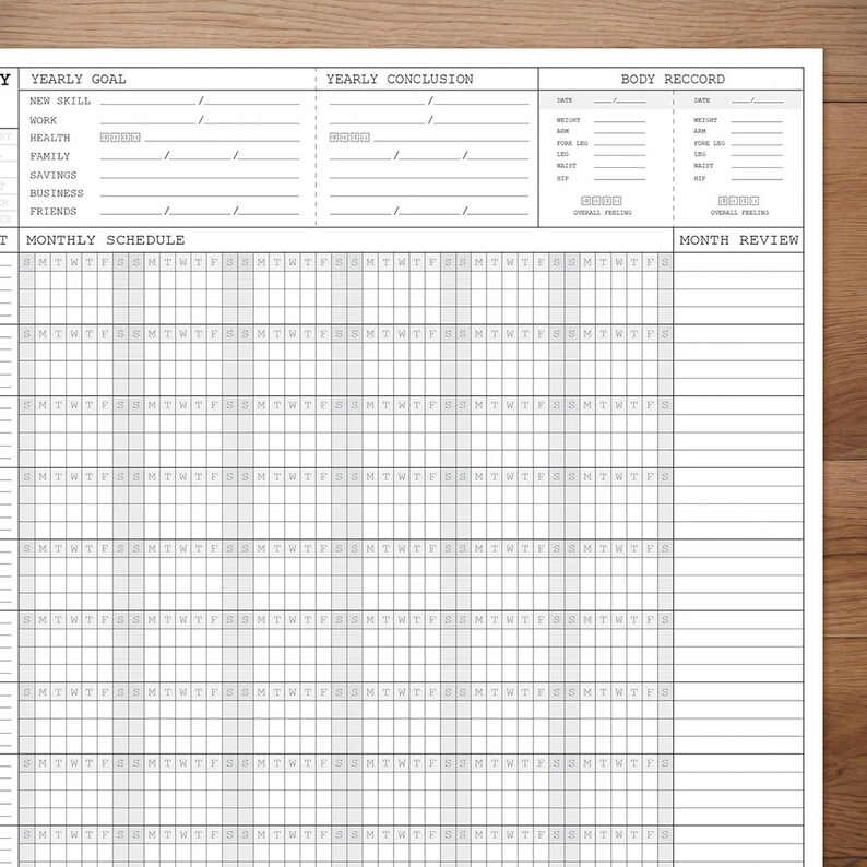 Yearly Schedule A4 Format , Separate in to Monthly. Record Your Self ...