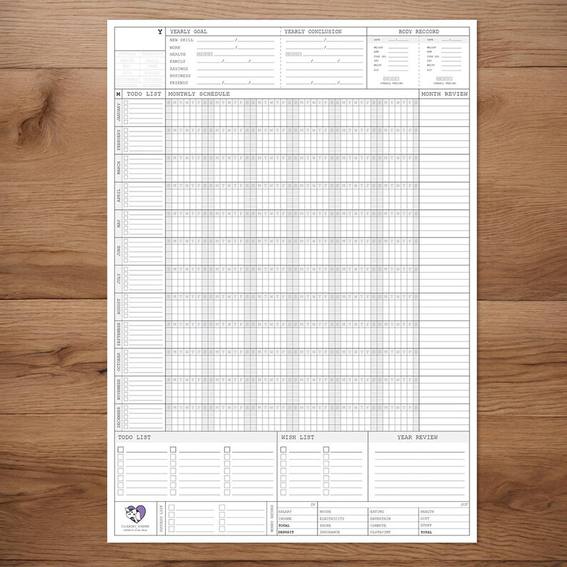 Yearly Schedule A4 Format , Separate in to Monthly. Record Your Self ...