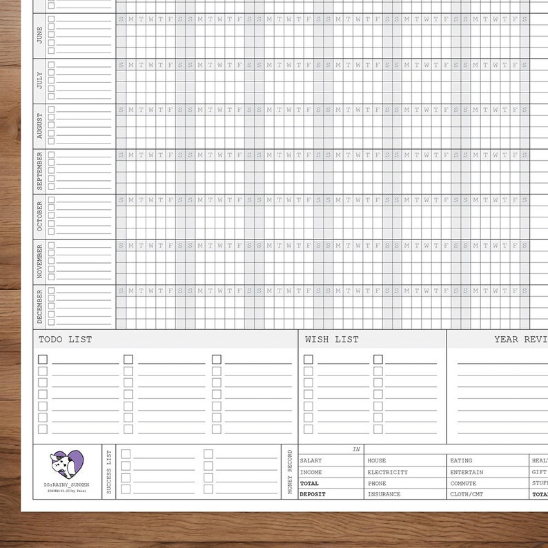 Yearly Schedule A4 Format , Separate in to Monthly. Record Your Self ...