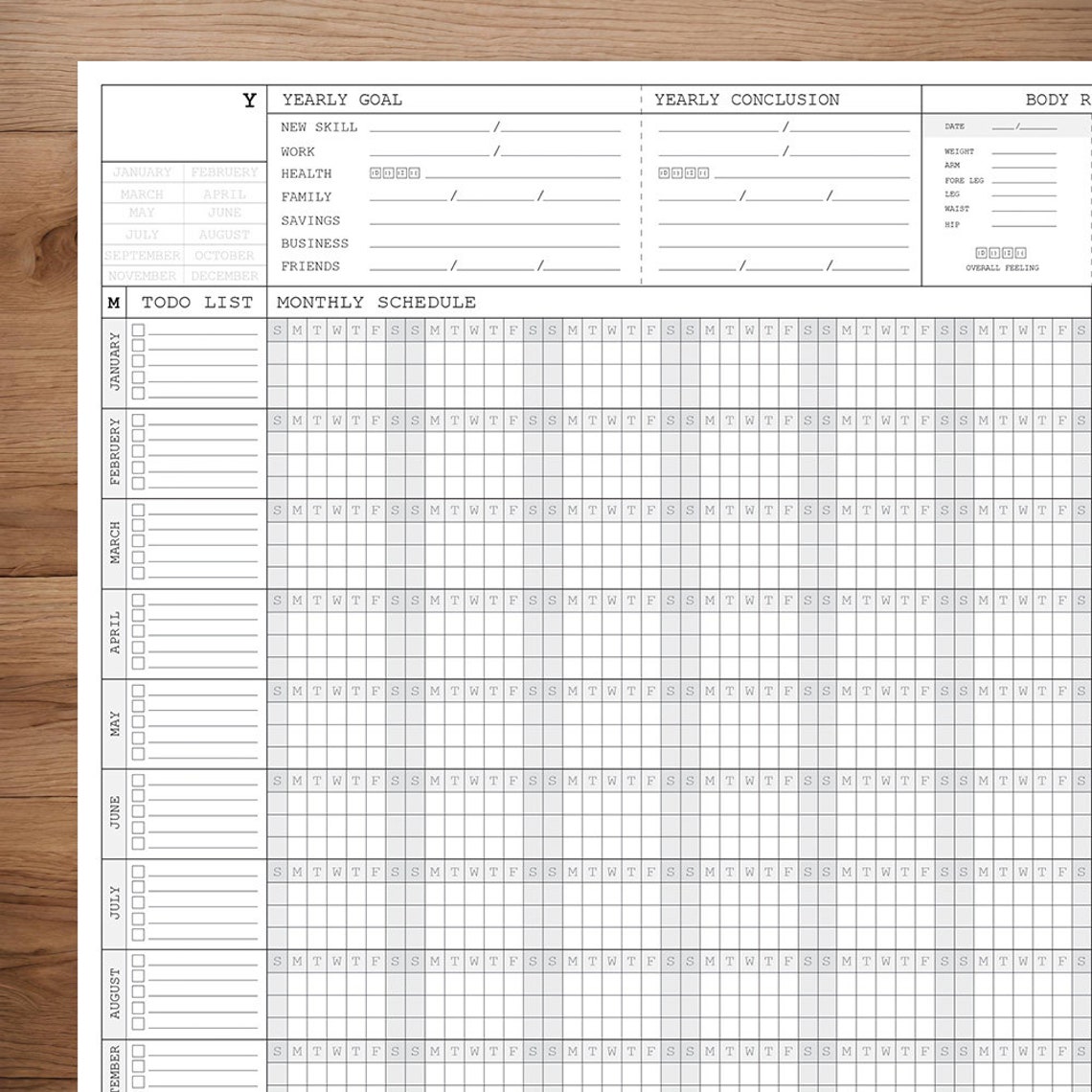 Yearly Schedule A4 Format , Separate in to Monthly. Record Your Self ...