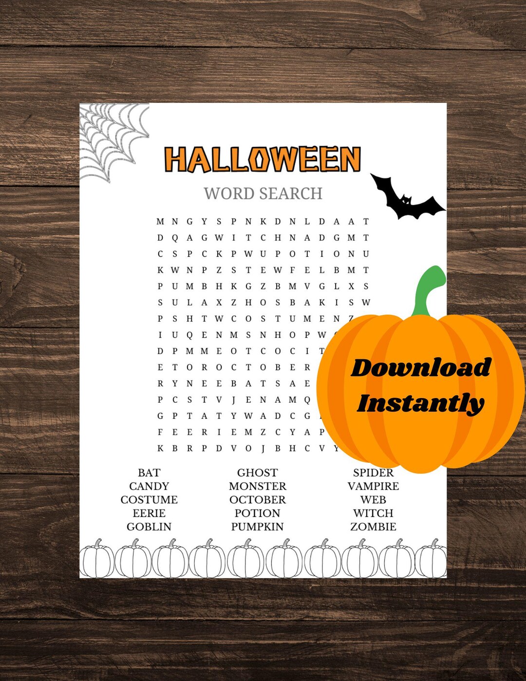 Halloween Word Search Worksheet Activity, Halloween Classroom Party ...