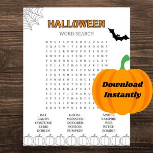 Halloween Word Search Worksheet Activity, Halloween Classroom Party ...