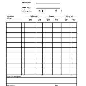 Construction Subcontractor Tracking Sheet - Etsy