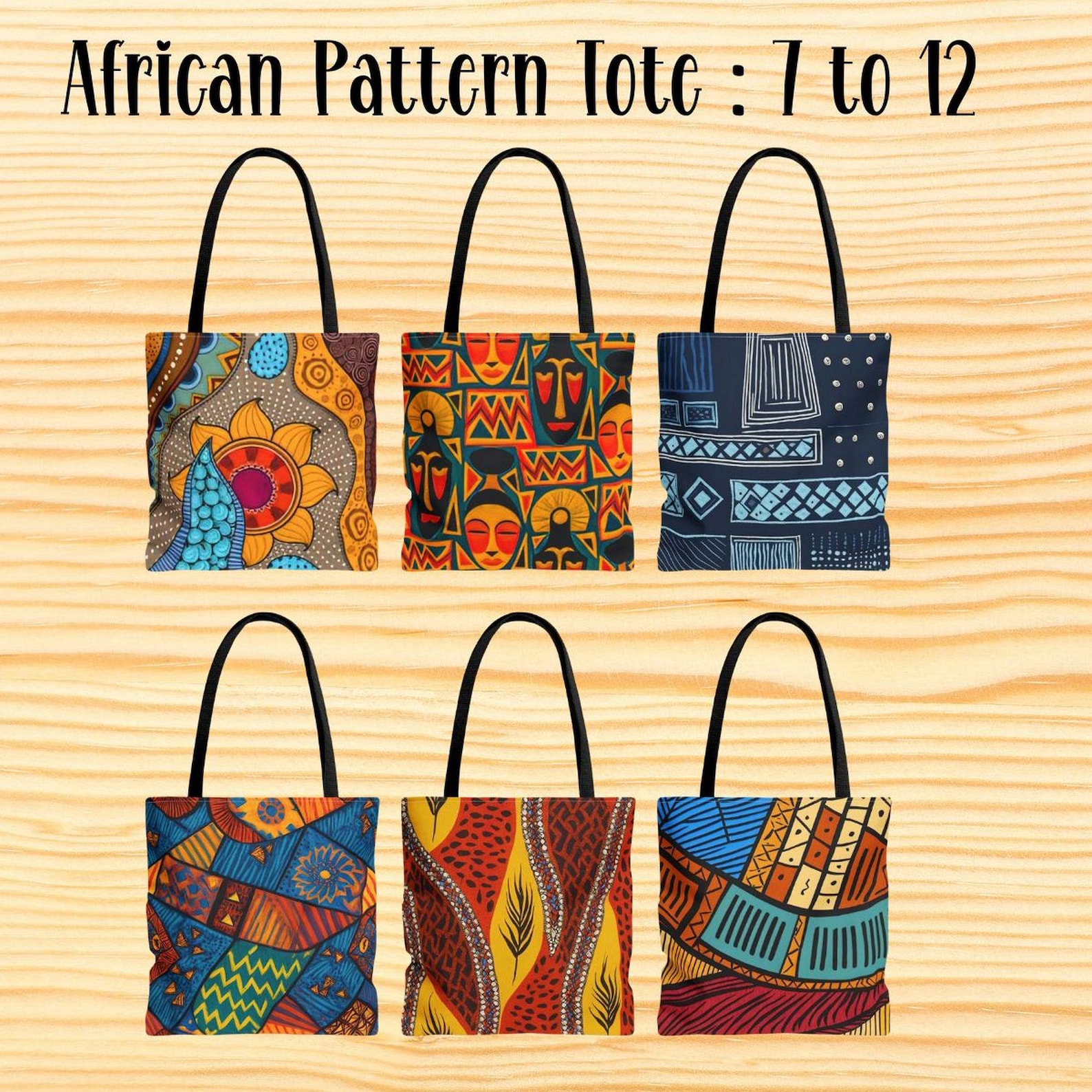 African Pattern Tote Bag Gift Idea, Unique African Print, 3 Sizes ...
