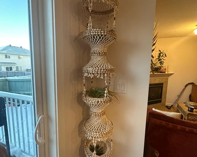 Cowrie Shells, Hanging Planter, Shell Planter, Shell Plant Hanger ...