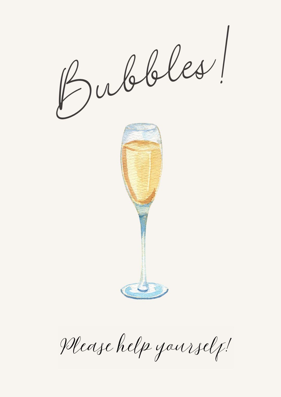 Bubbles Bar Sign, Printable Champagne Bar Sign, Wedding Reception Sign ...