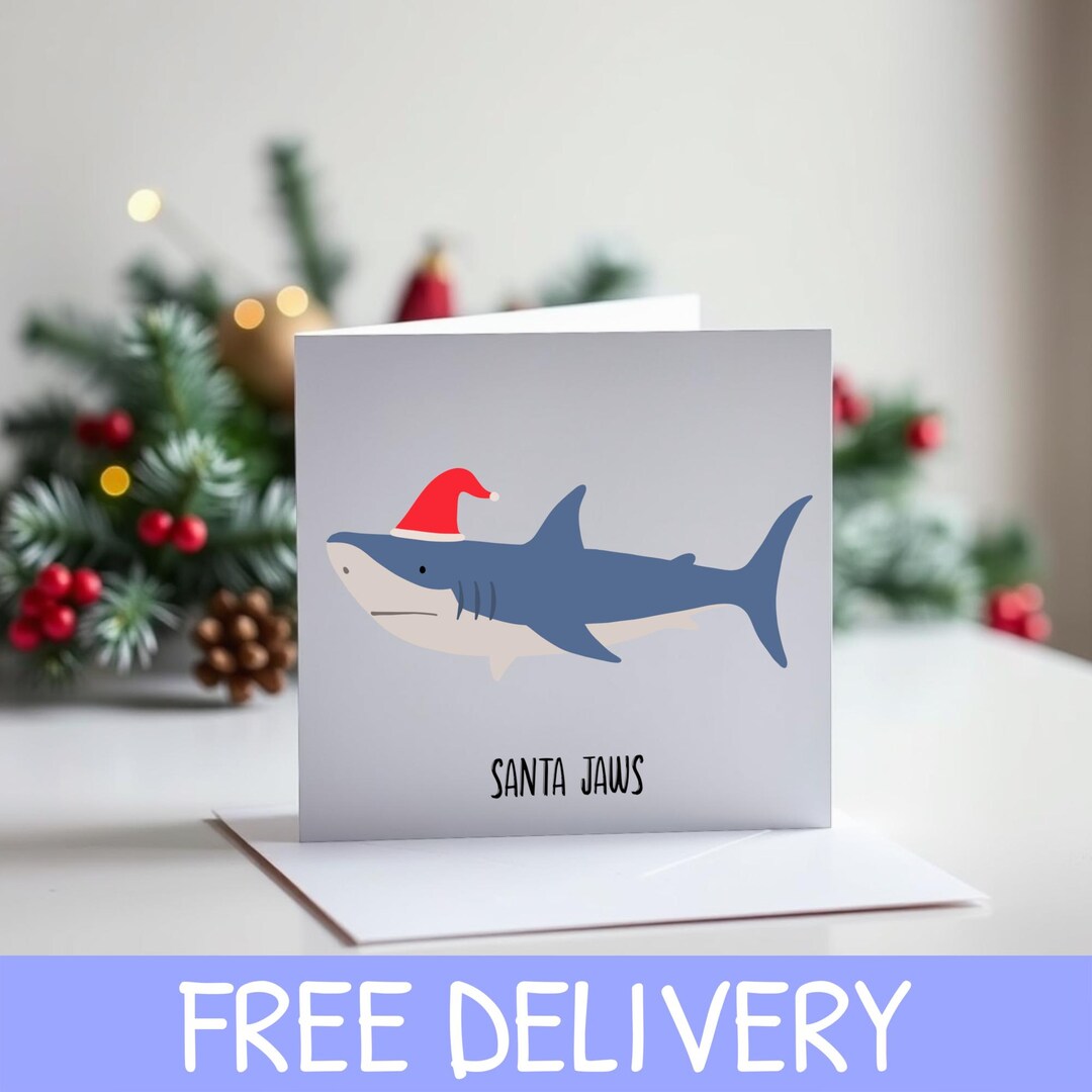 Santa Jaws, Christmas Card - Etsy