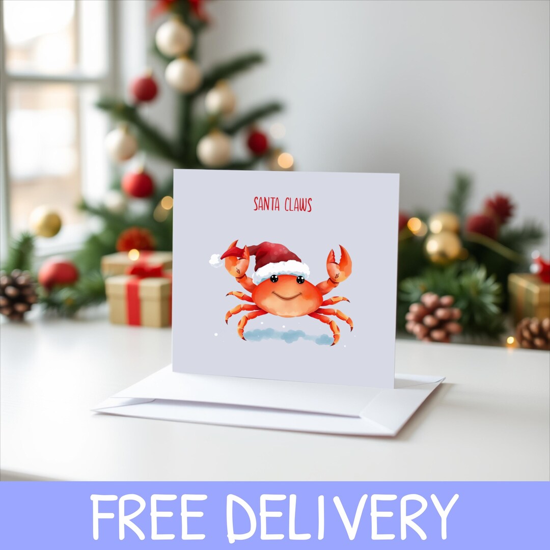 Santa Claws, Crab Christmas Card - Etsy