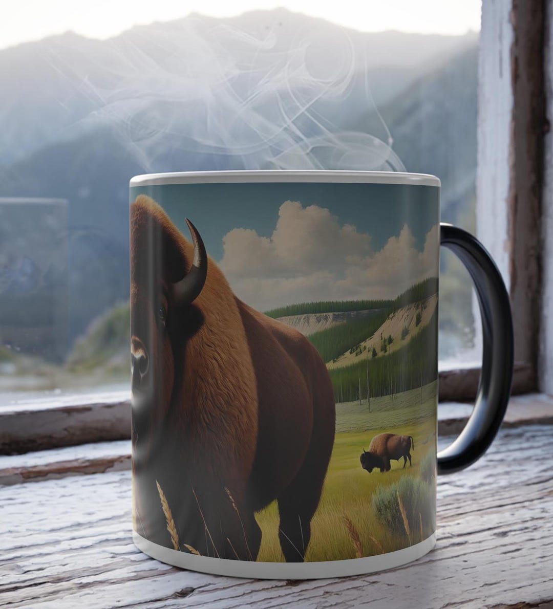 Smiling Bison Magic Mug, Color Morphing Mug, 11oz, Color Changing ...