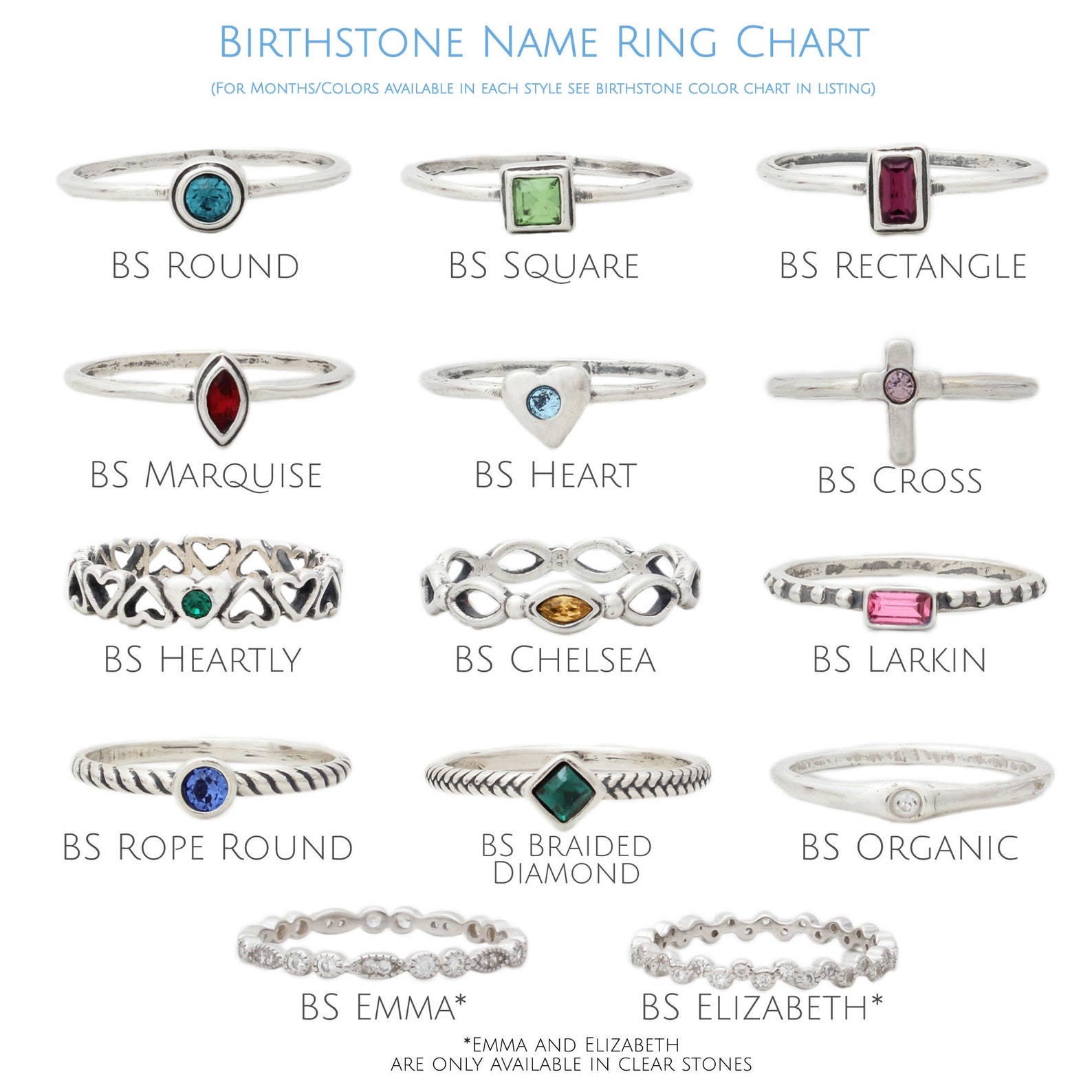Stack Rings Sterling Silver Stackable Birthstone Rings - Etsy