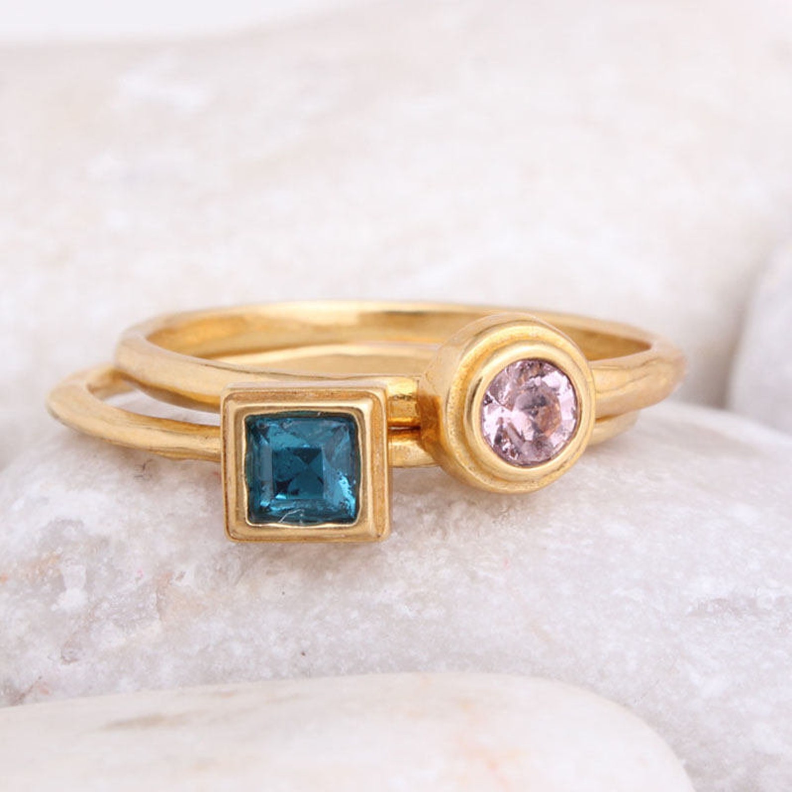 Stackable Birthstone Ring Gold Stacking Rings Gemstone - Etsy