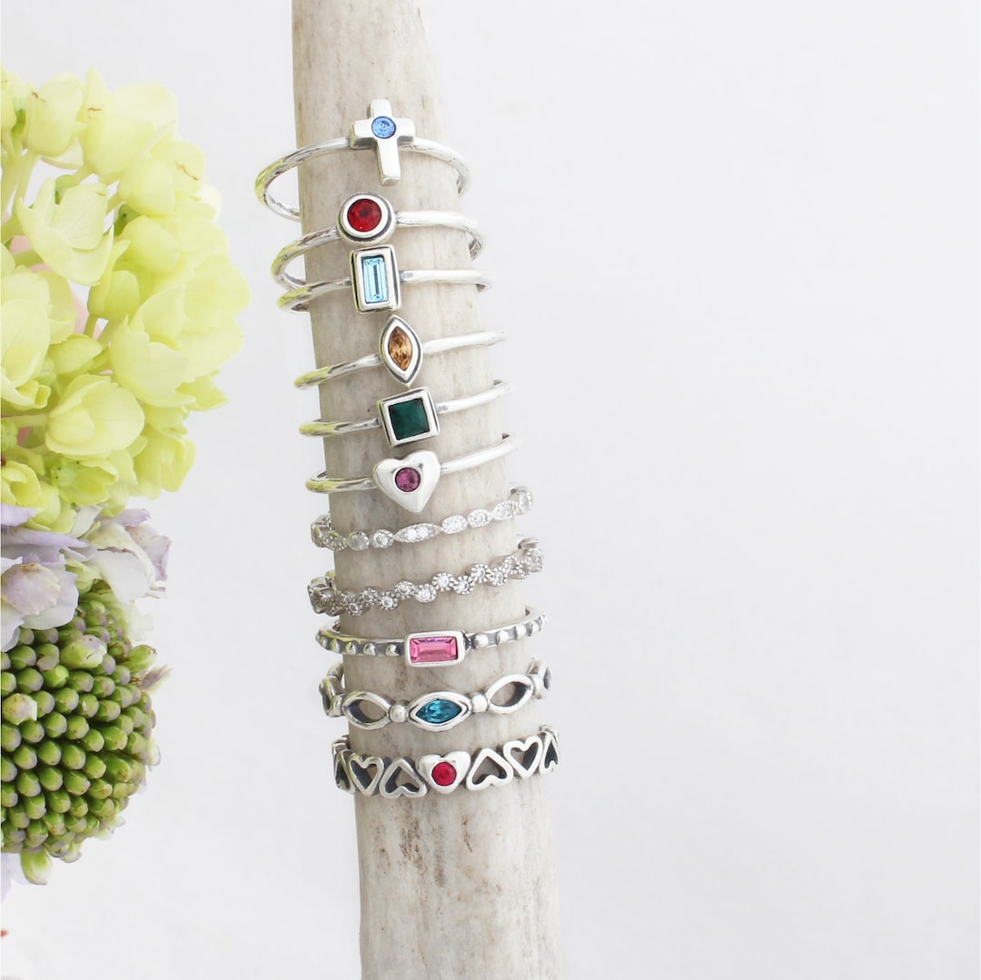 Birthstone Rings | Stacking Birthstone Bands | Silver Stacking Rings ...