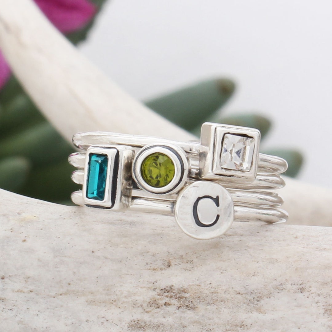 Last Minute Gift • Stack Rings • Sterling Silver Stackable Birthstone ...