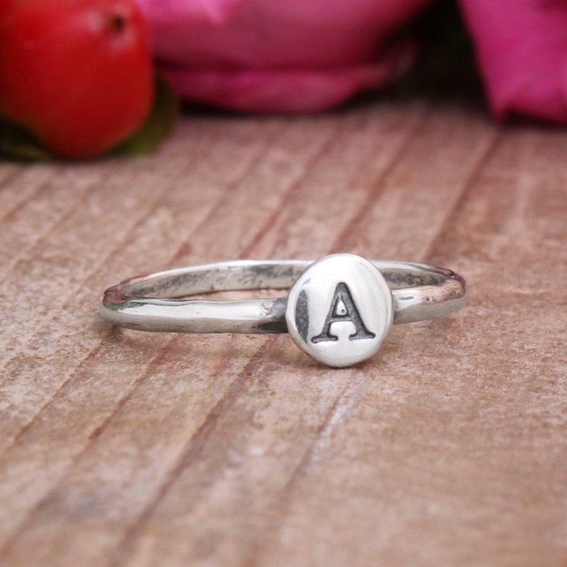 Silver Stackable Initial Rings Stacking Initial Ring Set of | Etsy