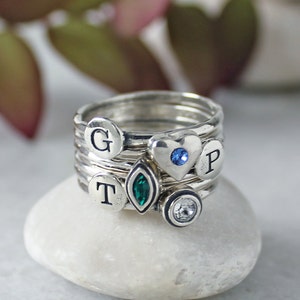 Sterling Birthstone Rings • January • February • March • April • May ...