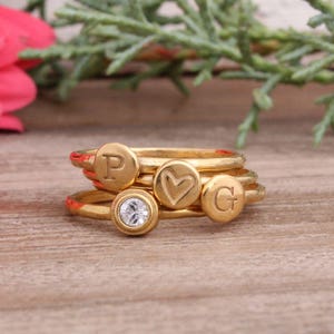 Stacking Birthstone Rings • Gold Stackable Rings • Stack Birthstone ...