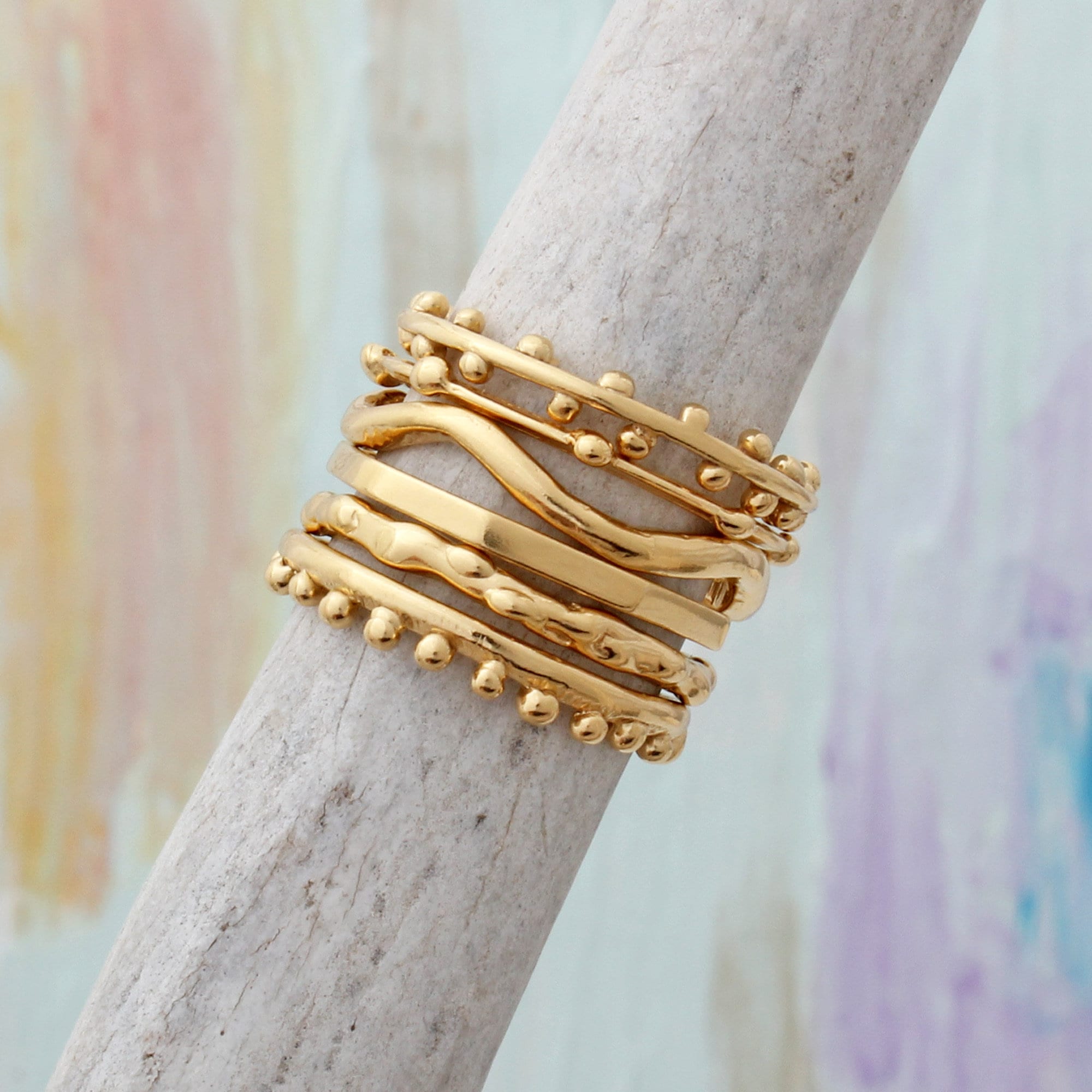 Stack Ring Set Handmade Stacking Gold Rings Gold Bands | Etsy