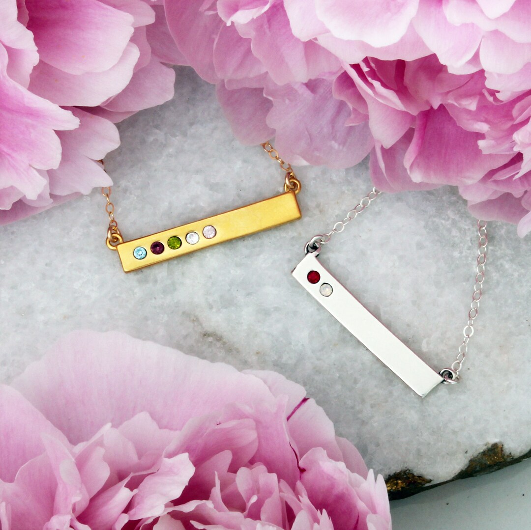 Birthstone Bar Birthstone Necklace Bar Necklace Birthstone Jewelry