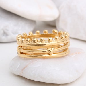 Gold Stackable Ring Set • Gold Stacking Bands • Minimalist Rings ...