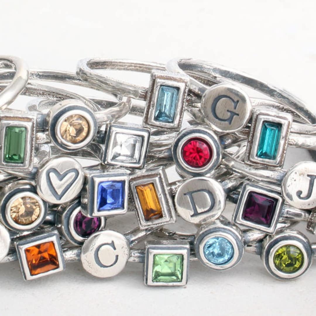 Silver Stacking Ring | Ring Set | Birthstone Rings | Initial Rings | Stackable | Stacking ...