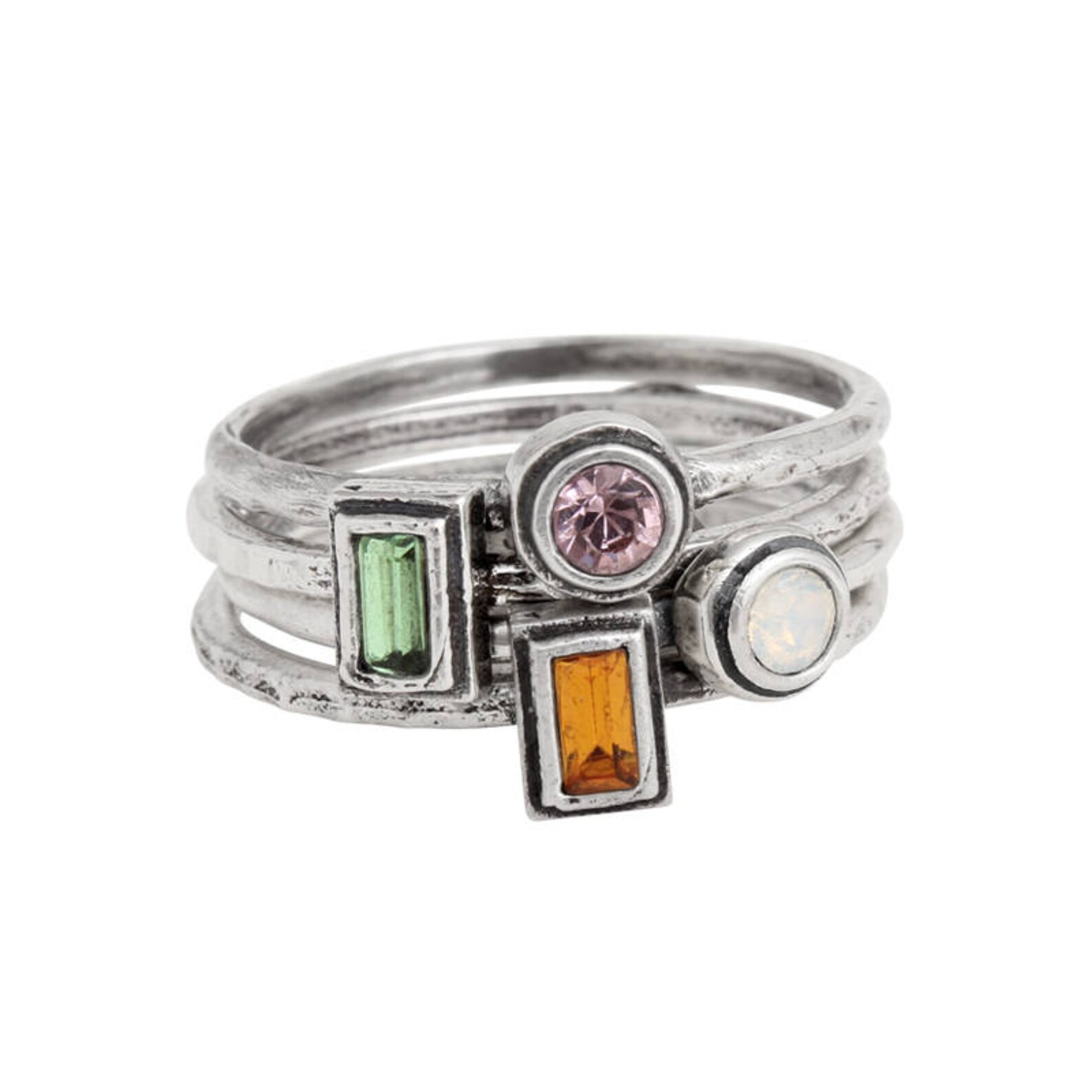 Set of 4 Birthstone Rings Birthstone Stacking Ring in | Etsy