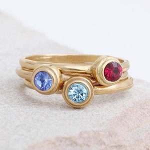 Stackable Birthstone Ring | Gold Stacking Rings | Gemstone Rings ...