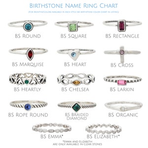 Stackable Sterling Silver Family Birthstone and Initial Ring Set ...