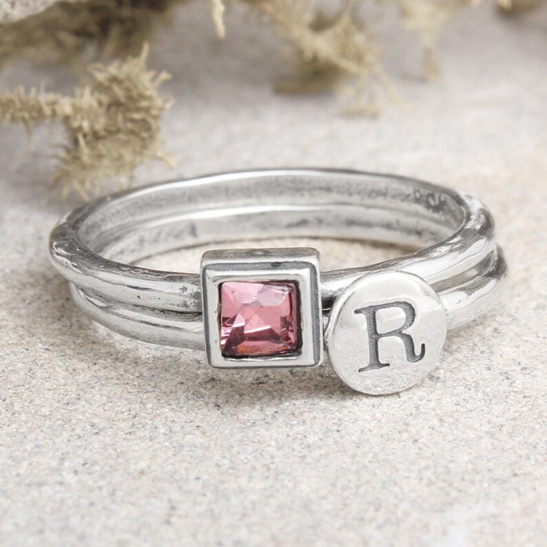 June Birthstone Ring Stacking Ring June Birthday - Etsy